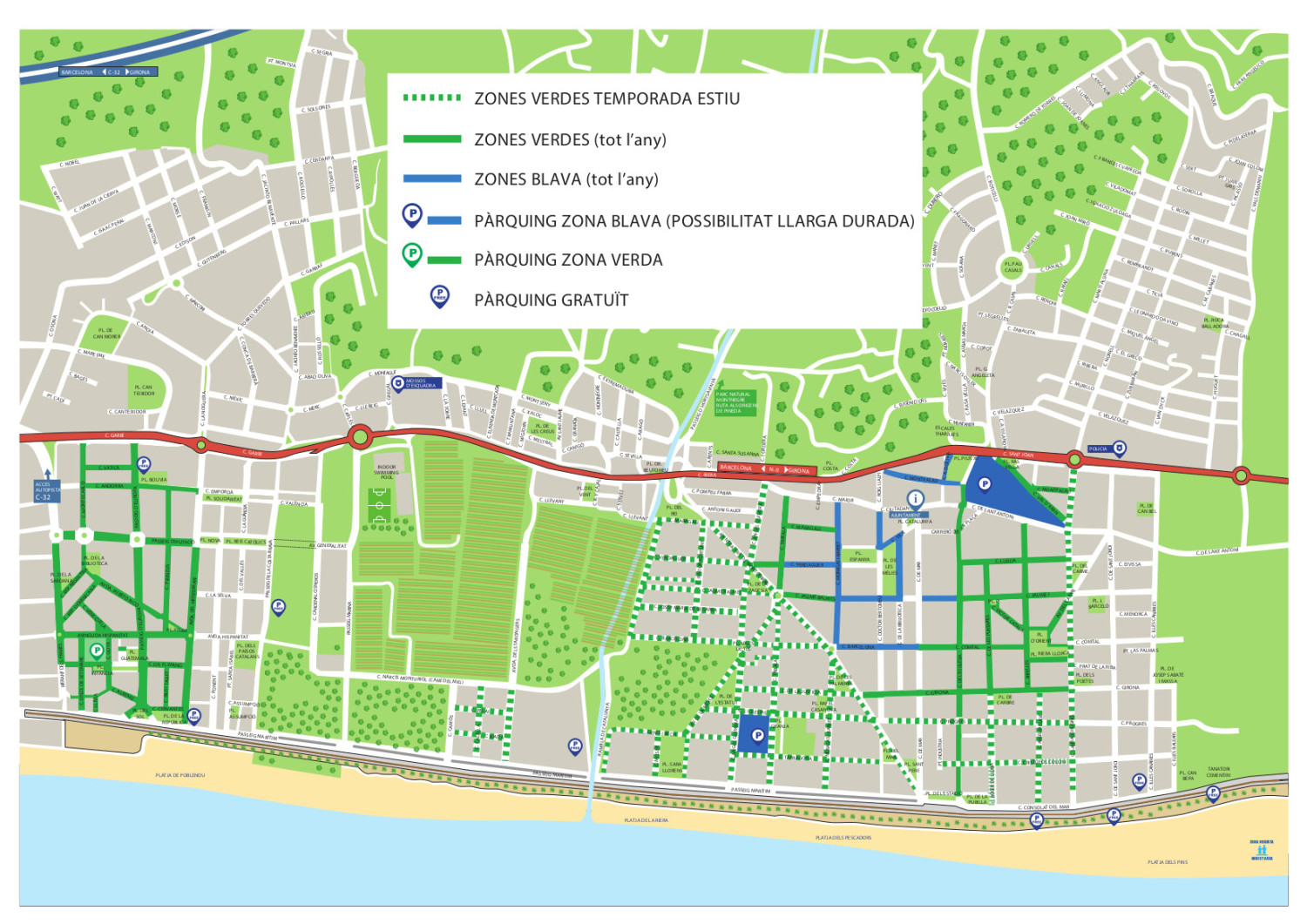 Pineda aprova el nou mapa d’aparcaments, amb 3.400 places que seran ...